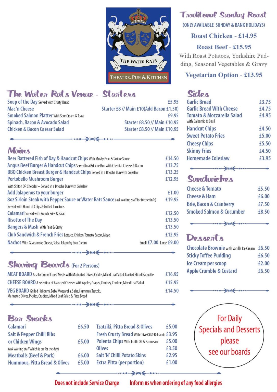 Food - The Water Rats